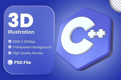 3d C 프로그래밍 언어 로고 프리미엄 Psd 파일