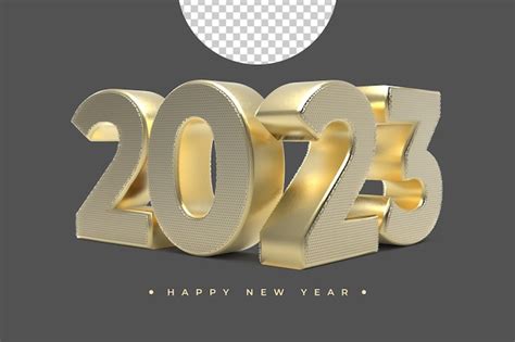 투명 한 배경에 고립 된 골드 2023 새해 3d 렌더링 프리미엄 Psd 파일