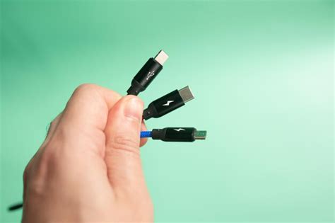Premium Photo Three Types Of Peripheral Connections And Charging Or Data Cables