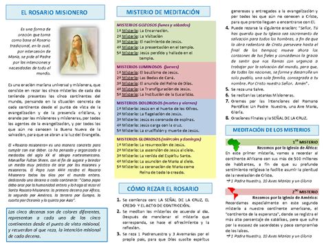 El Rosario Misionero El Rosario Misionero Es Una Forma De OraciÛn Que