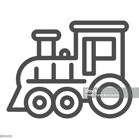기관차 라인 아이콘 놀이 공원 개념 흰색 배경에 기차 표지판 모바일 개념및 웹 디자인을위한 개요 스타일의 기관차 장난감 아이콘 벡터 그래픽 0명에 대한 스톡 벡터 아트 및