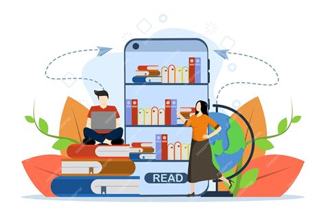 Premium Vector | Online library concept vector illustration with people ...