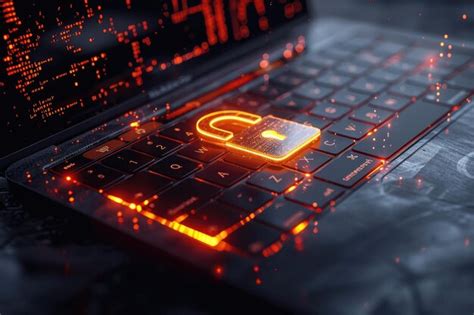 Laptop With A Glowing Lock Symbol On Its Screen Representing