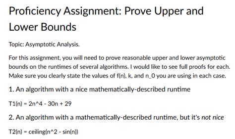 Solved Proficiency Assignment Prove Upper Andlower