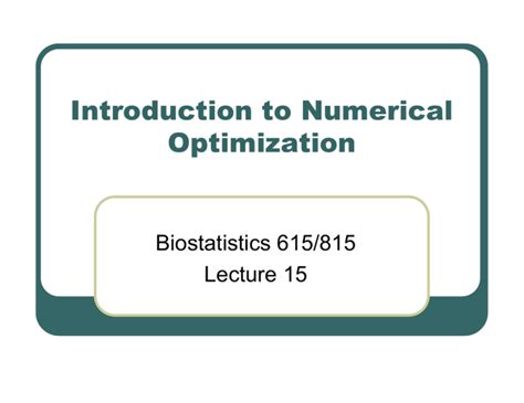 Introduction To Numerical Optimization