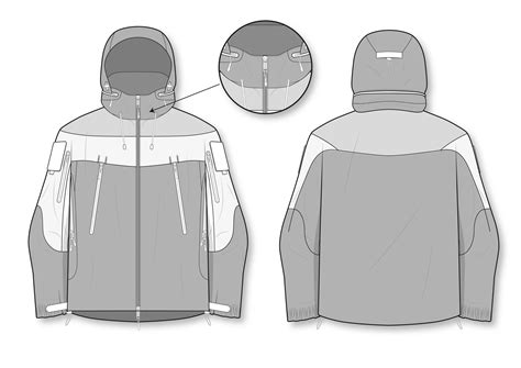Technical Clothing Flat Sketches Outerwear Jacket Professional
