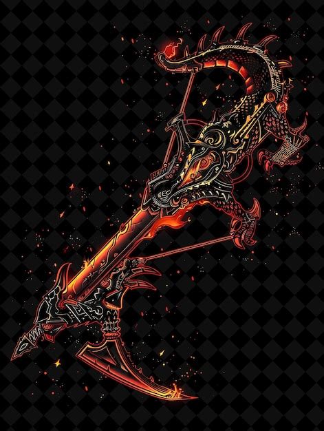 드래곤 디자인과 불꽃과 스케일 Y2k 모양 네온 컬러 아트 컬렉션 프리미엄 Ai 생성 Psd