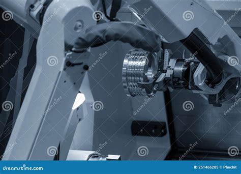 Robotic Arm And Cnc Lathe Machine Stock Photography CartoonDealer