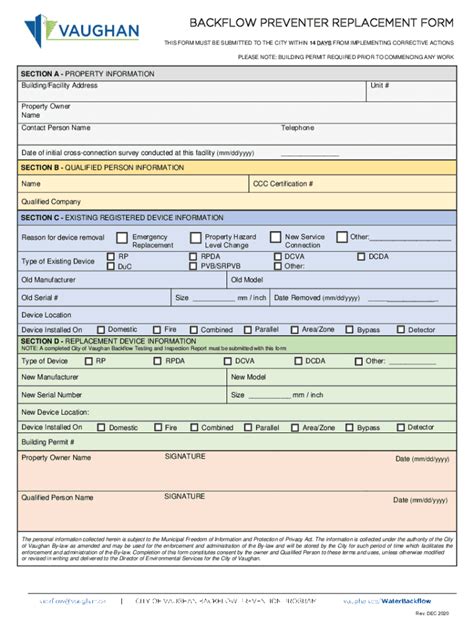 Fillable Online Backflow Preventer Replacement Form Fax Email Print