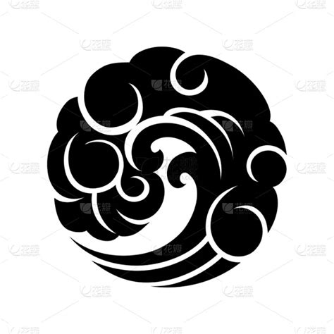 波浪 圆形 抽象 分离着色 白色 海洋 模板 船 装饰 花瓣网