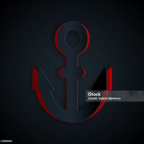 검은색 배경에 격리된 용지 절단 앵커 아이콘입니다 종이 아트 스타일 벡터 3차원 형태에 대한 스톡 벡터 아트 및 기타 이미지 3차원 형태 강철 검은색 Istock