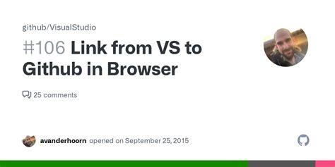 Link From VS To Github In Browser Issue Github VisualStudio GitHub
