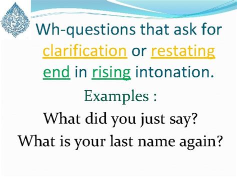 Rising And Falling Intonation Questions That Begin With
