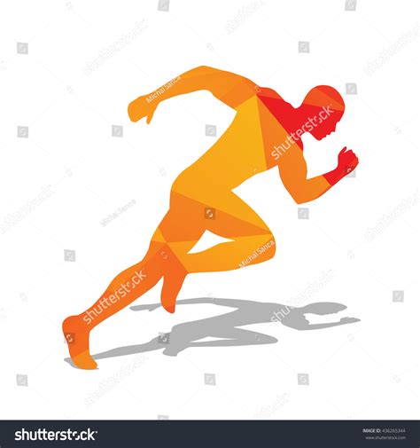 Abstract Orange Running Man Runner Polygonal Stock Vector Royalty Free