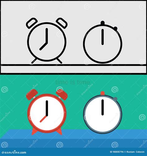 Timer Clock Schematically Flat Stock Vector Illustration Of Clock Business 98800796