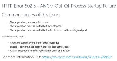 NETCore ASP NET Core 啟動失敗 failed to start process with commandline m rcus 學習筆記
