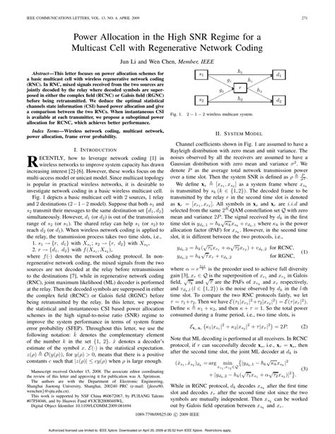pdf power allocation in the high snr regime for a multicast cell with
