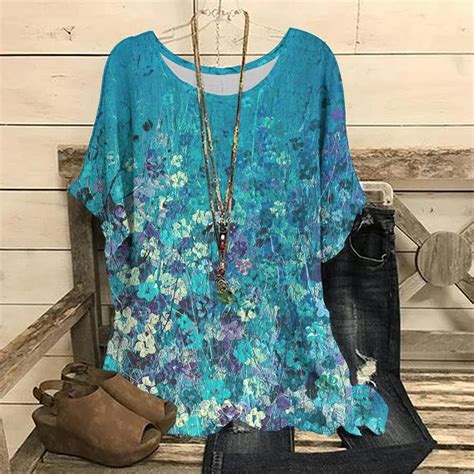 Купити Модна велика жіноча футболка з 3d принтом Футболка з круглим вирізом і короткими