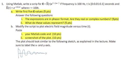 Solved 1 Using Matlab Write A Scrip For E Re Jw If
