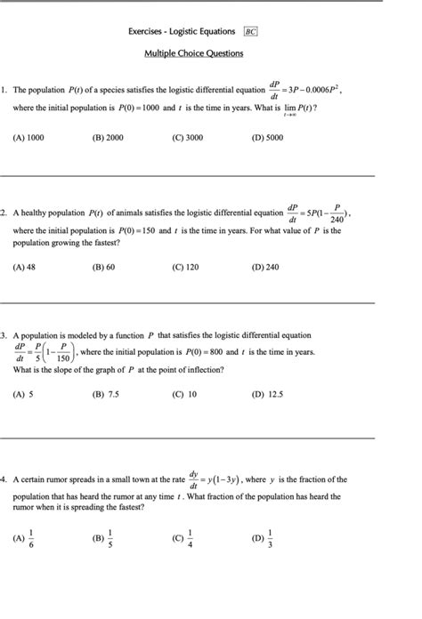 Logistic Equations RivisionTown