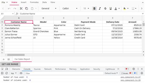 How To Find The Used Range Of Rows And Columns In The Angular Spreadsheet