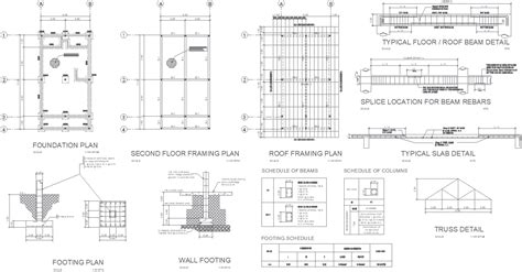 Dwg File Of Structural Design For Four Bedroom House