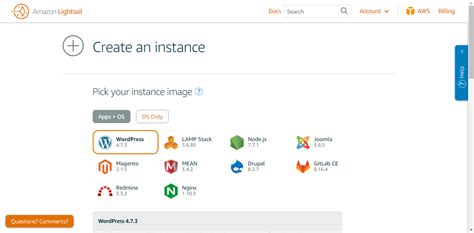 Amazon Lightsail Instance 2 Manjaro Dot Site