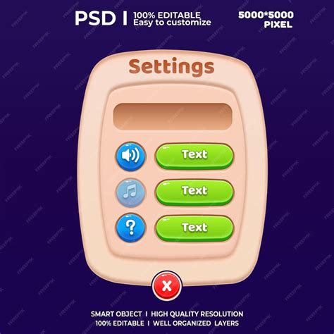 Premium Psd Setting Screen Ui 2d Game Ui User Interface Casual Game Ui Ui Kit Ui Art Cartoon