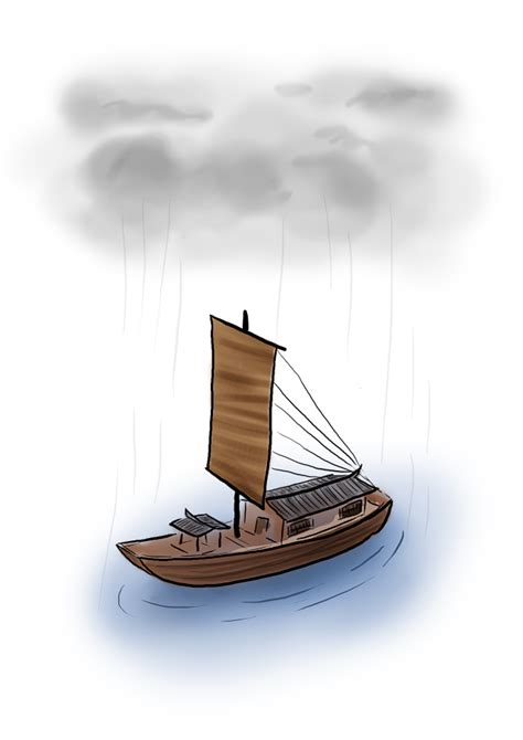 中国风古风水墨小船木船透明免抠png图案 Ps设计合成素材 45