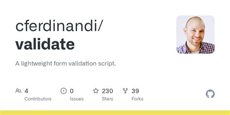 Github Cferdinandivalidate A Lightweight Form Validation Script