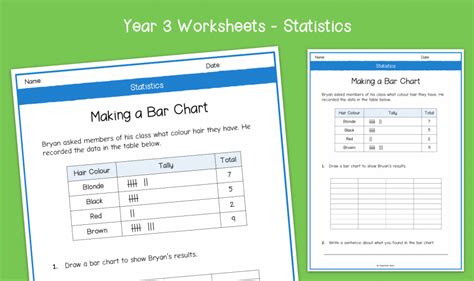 Year 3 Making A Bar Chart Worksheets Ks2 Statistics And Data