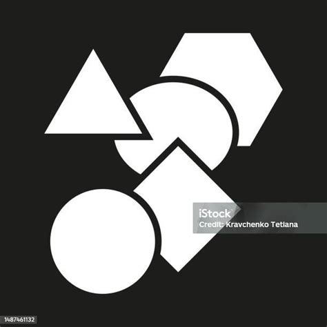 기하학적 아이콘 겹치는 원 정사각형 및 삼각형이 있는 로고 모양 건설 건물 구조 및 조립 기호 아이콘입니다 스톡 이미지 3가지