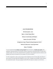 Java Programming Create A Fun Self Quiz Game In Java Course Hero