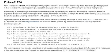 solved problem 2 pca as we have seen in lecture 21