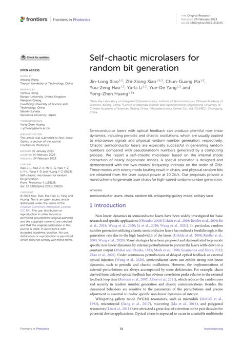 Pdf Self Chaotic Microlasers For Random Bit Generation