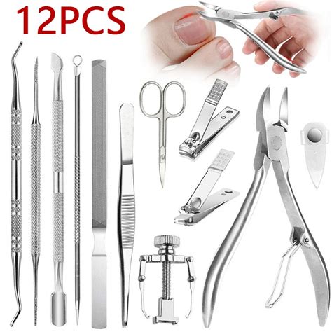 12pcs Set Professional Pedicure Tools Ingrown Toenail Tools Kit Nail