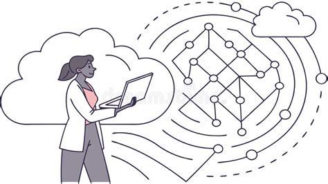 Scientist With Laptop And Abstract Data Network Innovation Vector Design Generative Ai Stock