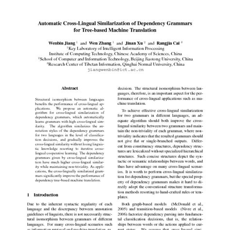 Automatic Cross Lingual Similarization Of Dependency Grammars For Tree Based Machine Translation