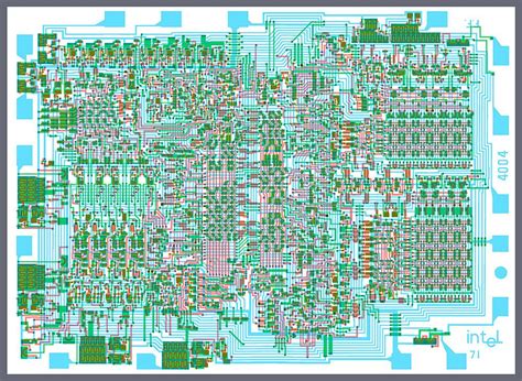 Intel 4004 Cpu Silicon Wafer Composite Integrated Circuit Mask Diagram Print 1827328307