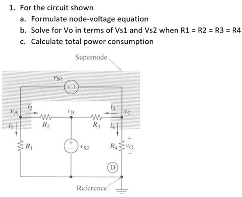 1 for the circuit shown a formulate node voltage