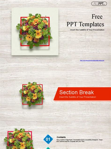 Flowers Red Frame Powerpoint Templates Pdf