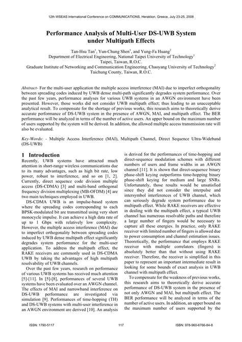 Pdf Performance Analysis Of Multi User Ds Uwb System Under Multipath
