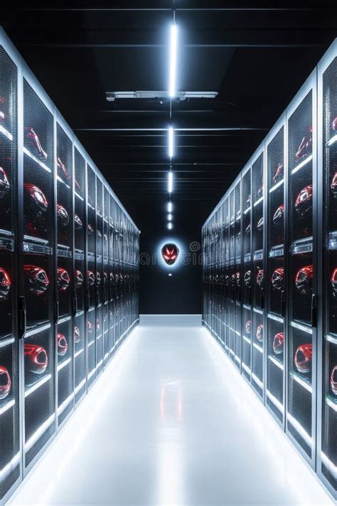 Modern Data Center Interior Brightly Lit Server Room Corridor Stock Illustration Illustration