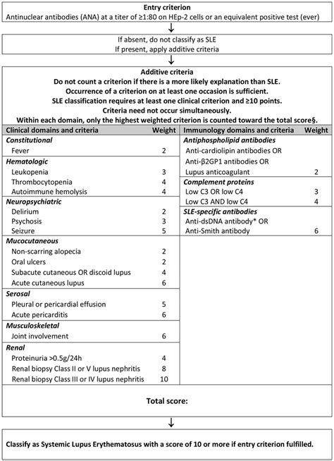 2019 Eularacr Classification Criteria For Systemic Lupus Erythematosus