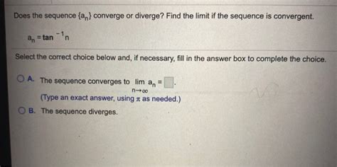 solved 10 2 13 find the limit of the following sequence or