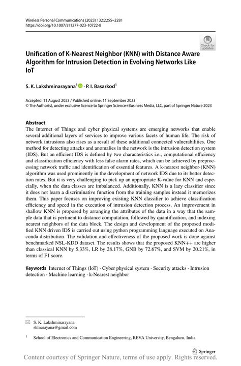 Unification Of K Nearest Neighbor Knn With Distance Aware Algorithm For Intrusion Detection In