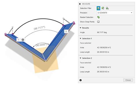 Sheet Metal How To Calculate The Angle Between Two Angled Surfaces Autodesk Community
