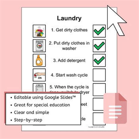 Doing Laundry Task Analysis Editable Visuals And Data Sheet For Aba Etsy