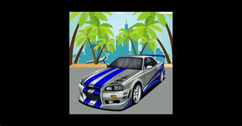 Paul Walkers Skyline Gtr R34 In Miami Paul Walker Posters And Art
