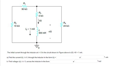 Solved The initial current through the inductor at t=0 in | Chegg.com